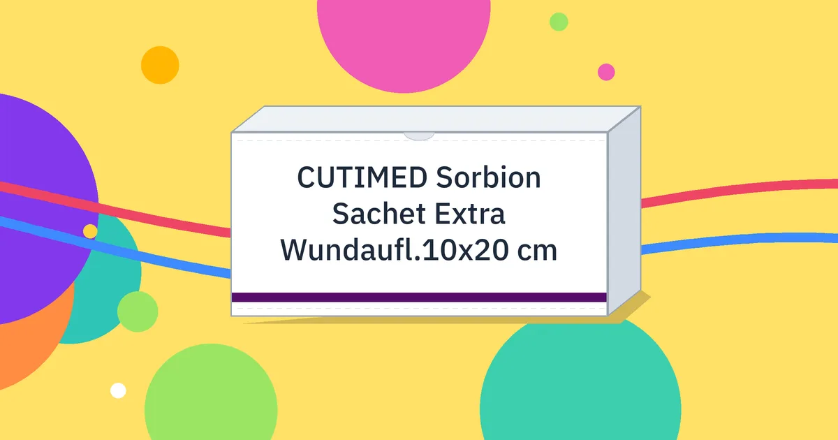 Symbolbild: Packung mit der Aufschrift CUTIMED Sorbion Sachet Extra Wundaufl.10x20 cm (PZN 11361735) – Verfügbarkeit und Bezug in Apotheken in Frankfurt am Main