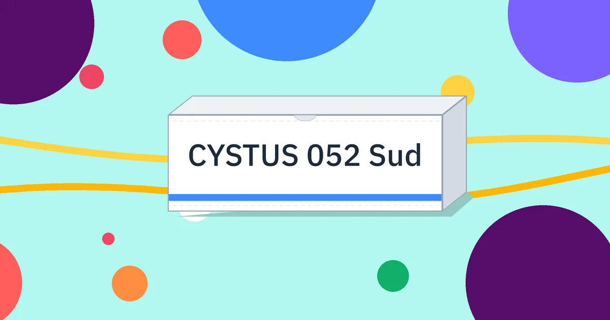 Symbolbild: Packung mit der Aufschrift CYSTUS 052 Sud (PZN 09288936) – Verfügbarkeit und Bezug in Apotheken in Frankfurt am Main