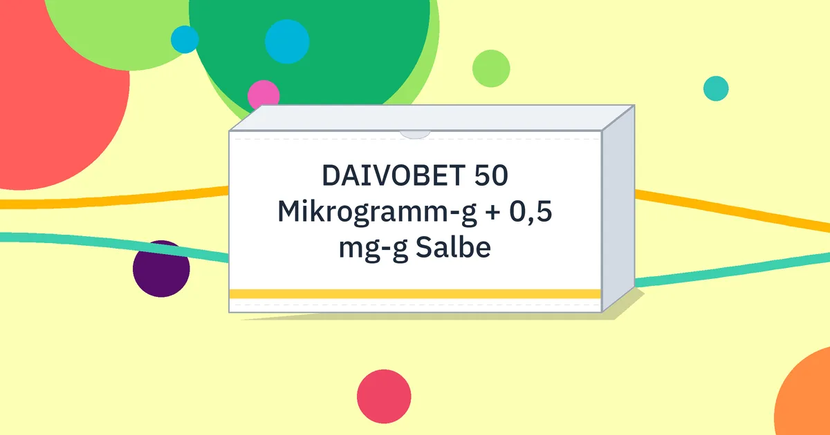Symbolbild: Packung mit der Aufschrift DAIVOBET 50 Mikrogramm-g + 0,5 mg-g Salbe (PZN 11873197) – Verfügbarkeit und Bezug in Apotheken in Frankfurt am Main