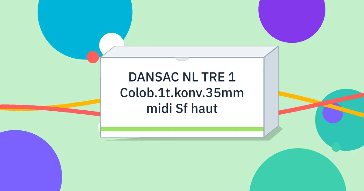 Symbolbild: Packung mit der Aufschrift DANSAC NL TRE 1 Colob.1t.konv.35mm midi Sf haut (PZN 16197476) – Verfügbarkeit und Bezug in Apotheken in Frankfurt am Main