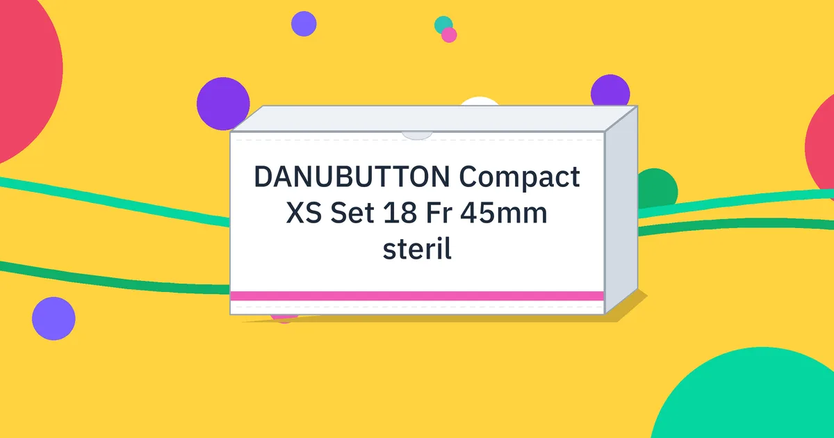 Symbolbild: Packung mit der Aufschrift DANUBUTTON Compact XS Set 18 Fr 45mm steril (PZN 19853099) – Verfügbarkeit und Bezug in Apotheken in Frankfurt am Main