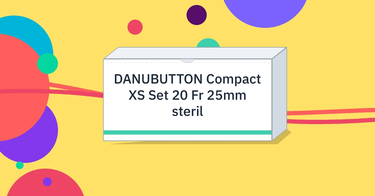 Symbolbild: Packung mit der Aufschrift DANUBUTTON Compact XS Set 20 Fr 25mm steril (PZN 19853194) – Verfügbarkeit und Bezug in Apotheken in Frankfurt am Main