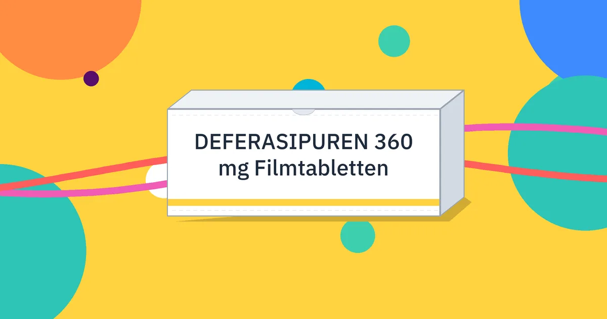 Symbolbild: Packung mit der Aufschrift DEFERASIPUREN 360 mg Filmtabletten (PZN 16861810) – Verfügbarkeit und Bezug in Apotheken in Frankfurt am Main