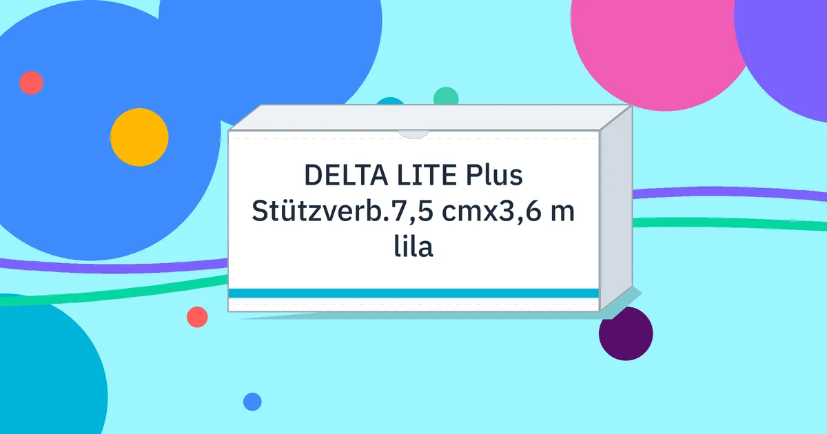 Symbolbild: Packung mit der Aufschrift DELTA LITE Plus Stützverb.7,5 cmx3,6 m lila (PZN 01291407) – Verfügbarkeit und Bezug in Apotheken in Frankfurt am Main