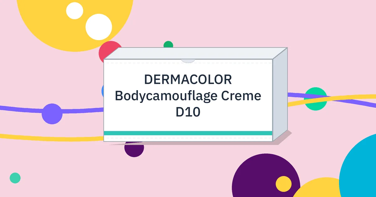 Symbolbild: Packung mit der Aufschrift DERMACOLOR Bodycamouflage Creme D10 (PZN 15818048) – Verfügbarkeit und Bezug in Apotheken in Frankfurt am Main