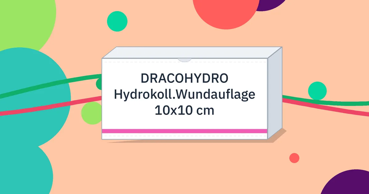 Symbolbild: Packung mit der Aufschrift DRACOHYDRO Hydrokoll.Wundauflage 10x10 cm (PZN 02745402) – Verfügbarkeit und Bezug in Apotheken in Frankfurt am Main