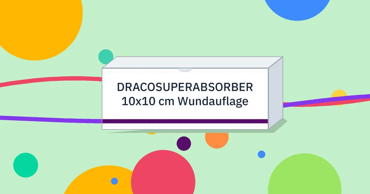 Symbolbild: Packung mit der Aufschrift DRACOSUPERABSORBER 10x10 cm Wundauflage (PZN 16086423) – Verfügbarkeit und Bezug in Apotheken in Frankfurt am Main