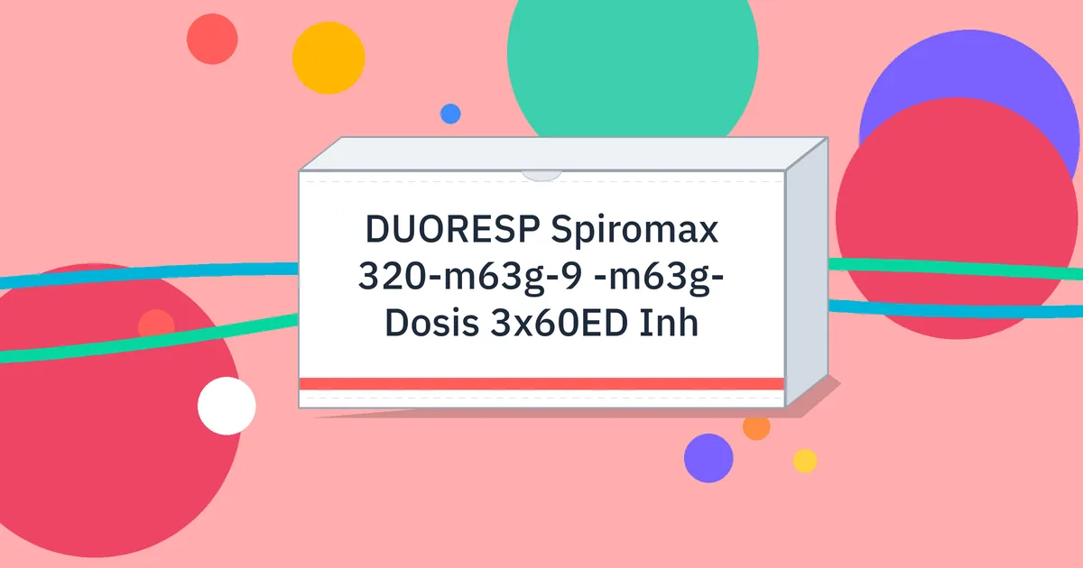 Symbolbild: Packung mit der Aufschrift DUORESP Spiromax 320-m63g-9 -m63g-Dosis 3x60ED Inh (PZN 10192897) – Verfügbarkeit und Bezug in Apotheken in Frankfurt am Main