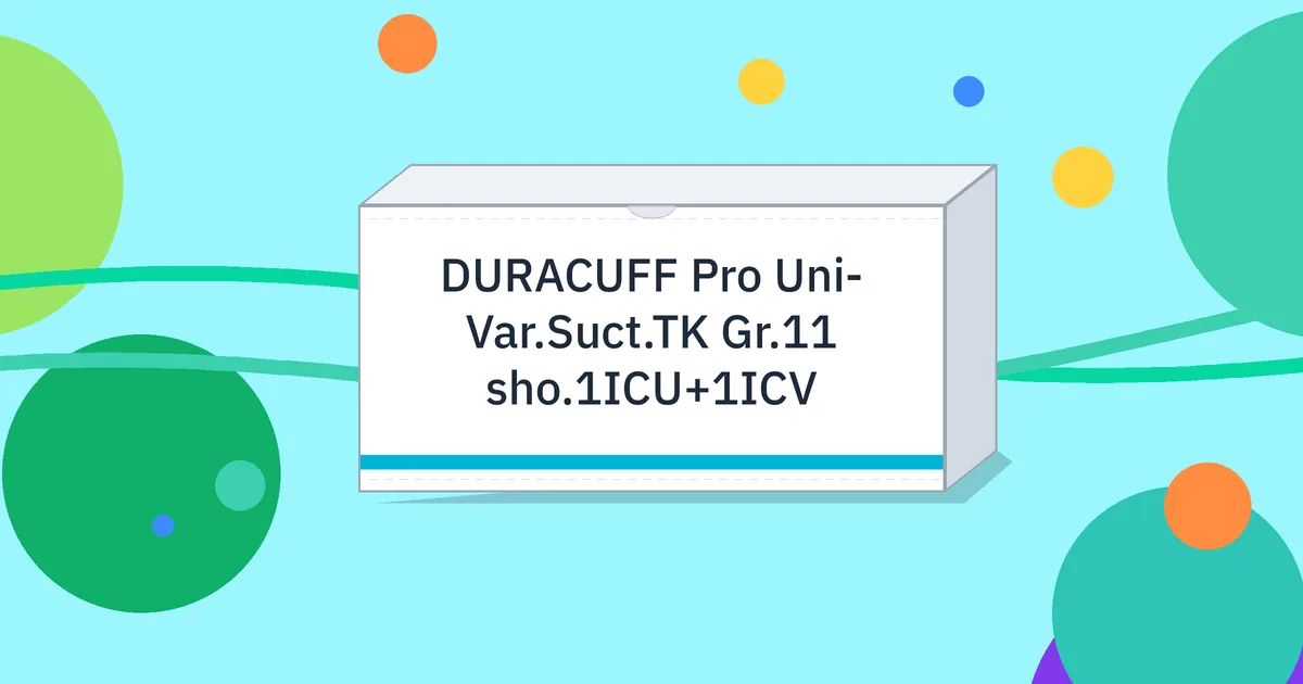 Symbolbild: Packung mit der Aufschrift DURACUFF Pro Uni-Var.Suct.TK Gr.11 sho.1ICU+1ICV (PZN 19244561) – Verfügbarkeit und Bezug in Apotheken in Frankfurt am Main