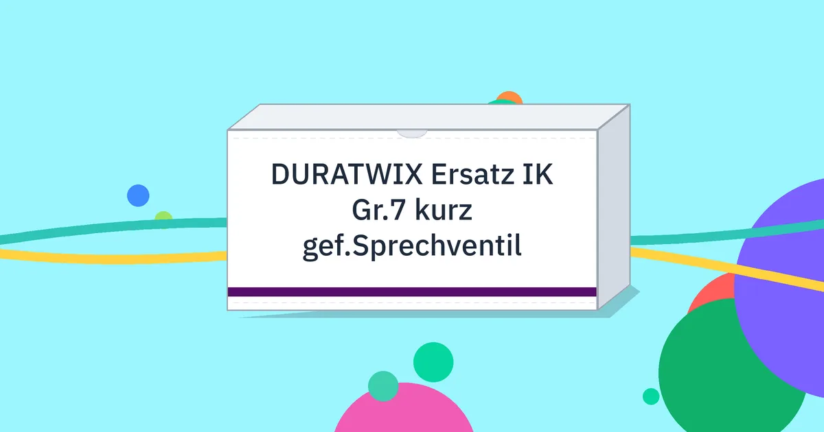Symbolbild: Packung mit der Aufschrift DURATWIX Ersatz IK Gr.7 kurz gef.Sprechventil (PZN 06985511) – Verfügbarkeit und Bezug in Apotheken in Frankfurt am Main