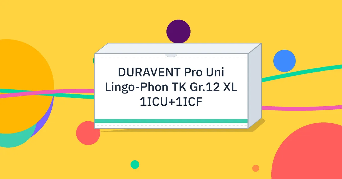 Symbolbild: Packung mit der Aufschrift DURAVENT Pro Uni Lingo-Phon TK Gr.12 XL 1ICU+1ICF (PZN 19246695) – Verfügbarkeit und Bezug in Apotheken in Frankfurt am Main
