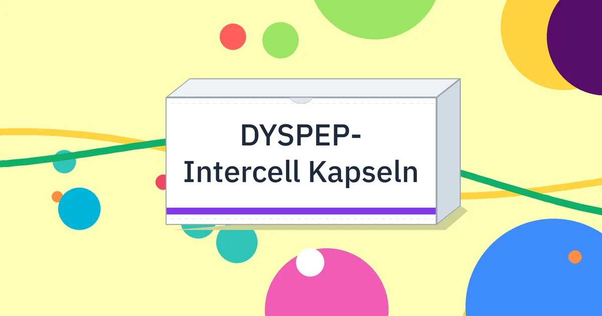 Symbolbild: Packung mit der Aufschrift DYSPEP-Intercell Kapseln (PZN 16234616) – Verfügbarkeit und Bezug in Apotheken in Frankfurt am Main