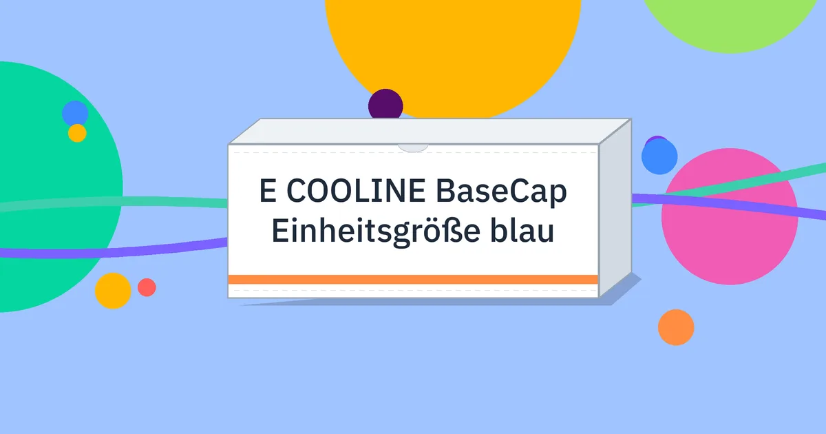 Symbolbild: Packung mit der Aufschrift E COOLINE BaseCap Einheitsgröße blau (PZN 06469057) – Verfügbarkeit und Bezug in Apotheken in Frankfurt am Main