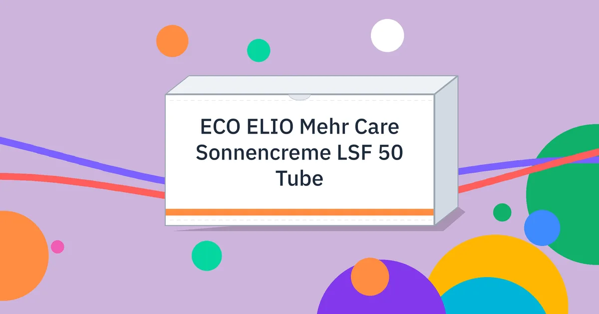 Symbolbild: Packung mit der Aufschrift ECO ELIO Mehr Care Sonnencreme LSF 50 Tube (PZN 19724574) – Verfügbarkeit und Bezug in Apotheken in Frankfurt am Main