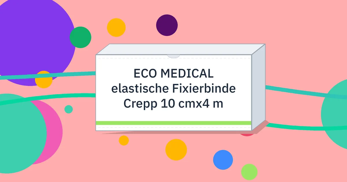 Symbolbild: Packung mit der Aufschrift ECO MEDICAL elastische Fixierbinde Crepp 10 cmx4 m (PZN 00754727) – Verfügbarkeit und Bezug in Apotheken in Frankfurt am Main