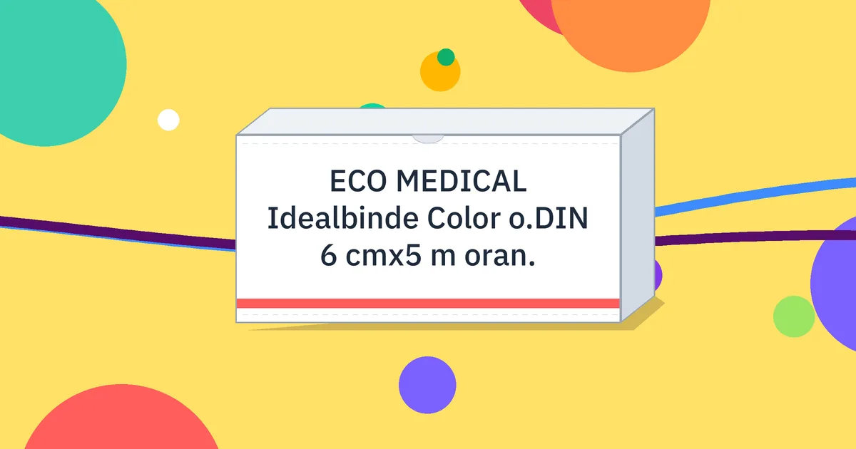 Symbolbild: Packung mit der Aufschrift ECO MEDICAL Idealbinde Color o.DIN 6 cmx5 m oran. (PZN 00740518) – Verfügbarkeit und Bezug in Apotheken in Frankfurt am Main