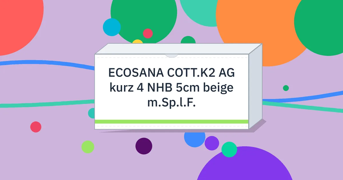 Symbolbild: Packung mit der Aufschrift ECOSANA COTT.K2 AG kurz 4 NHB 5cm beige m.Sp.l.F. (PZN 16949924) – Verfügbarkeit und Bezug in Apotheken in Frankfurt am Main