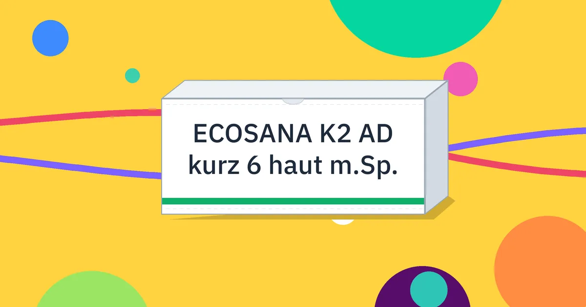 Symbolbild: Packung mit der Aufschrift ECOSANA K2 AD kurz 6 haut m.Sp. (PZN 01361504) – Verfügbarkeit und Bezug in Apotheken in Frankfurt am Main