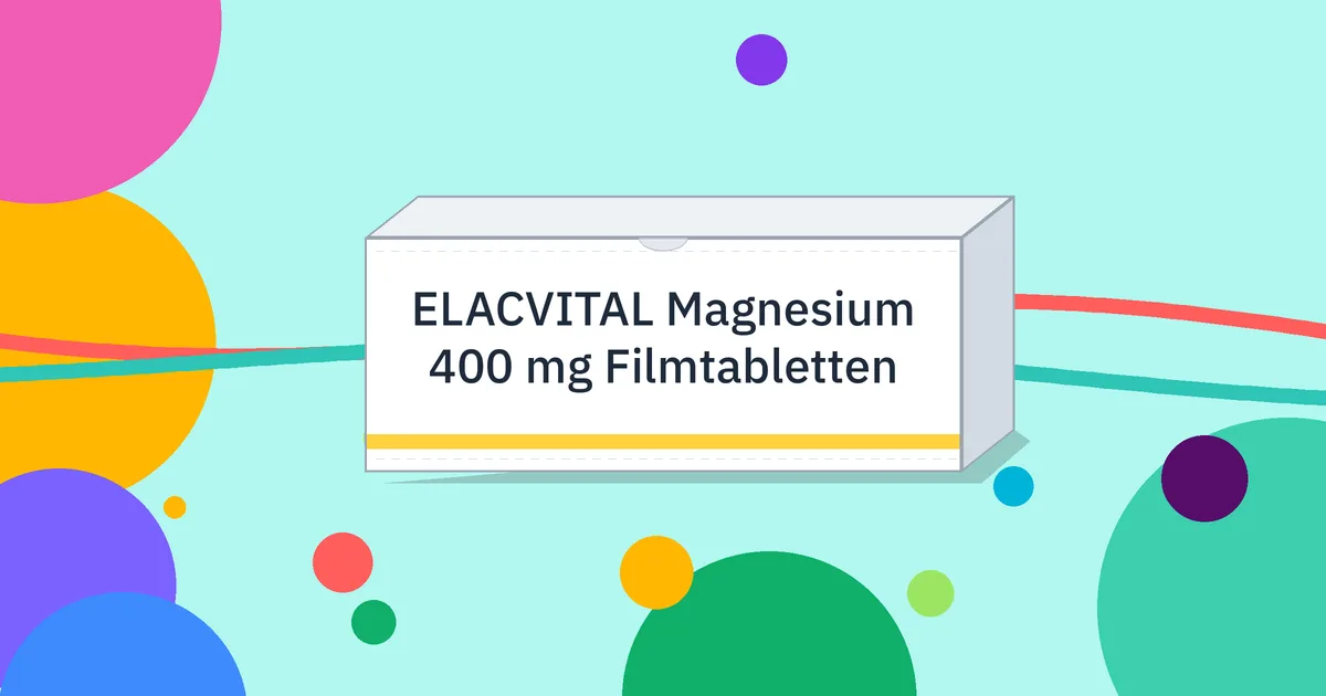 Symbolbild: Packung mit der Aufschrift ELACVITAL Magnesium 400 mg Filmtabletten (PZN 19212213) – Verfügbarkeit und Bezug in Apotheken in Frankfurt am Main