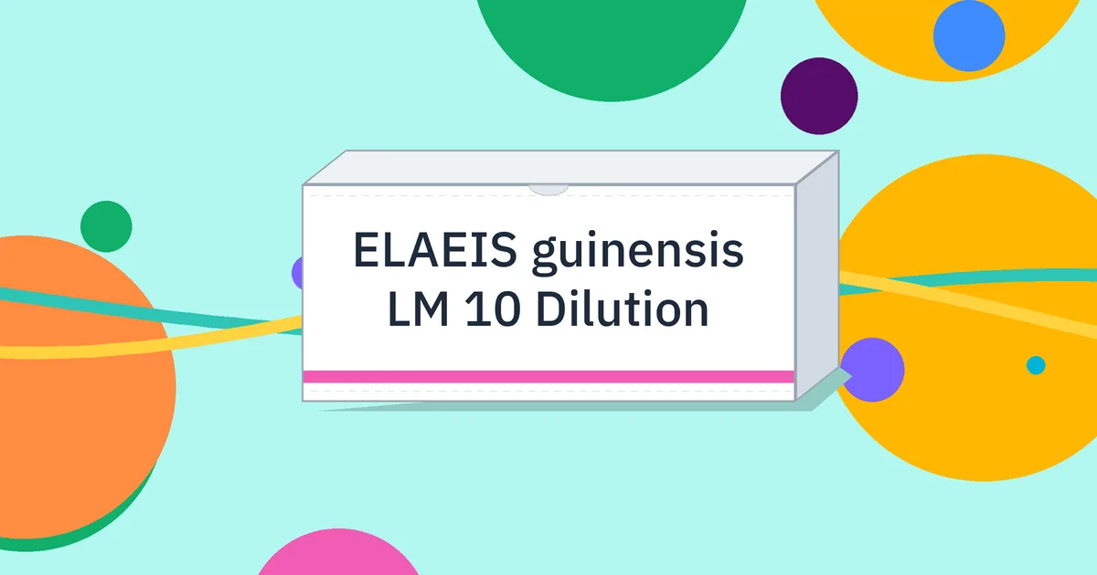 Symbolbild: Packung mit der Aufschrift ELAEIS guinensis LM 10 Dilution (PZN 13469750) – Verfügbarkeit und Bezug in Apotheken in Frankfurt am Main