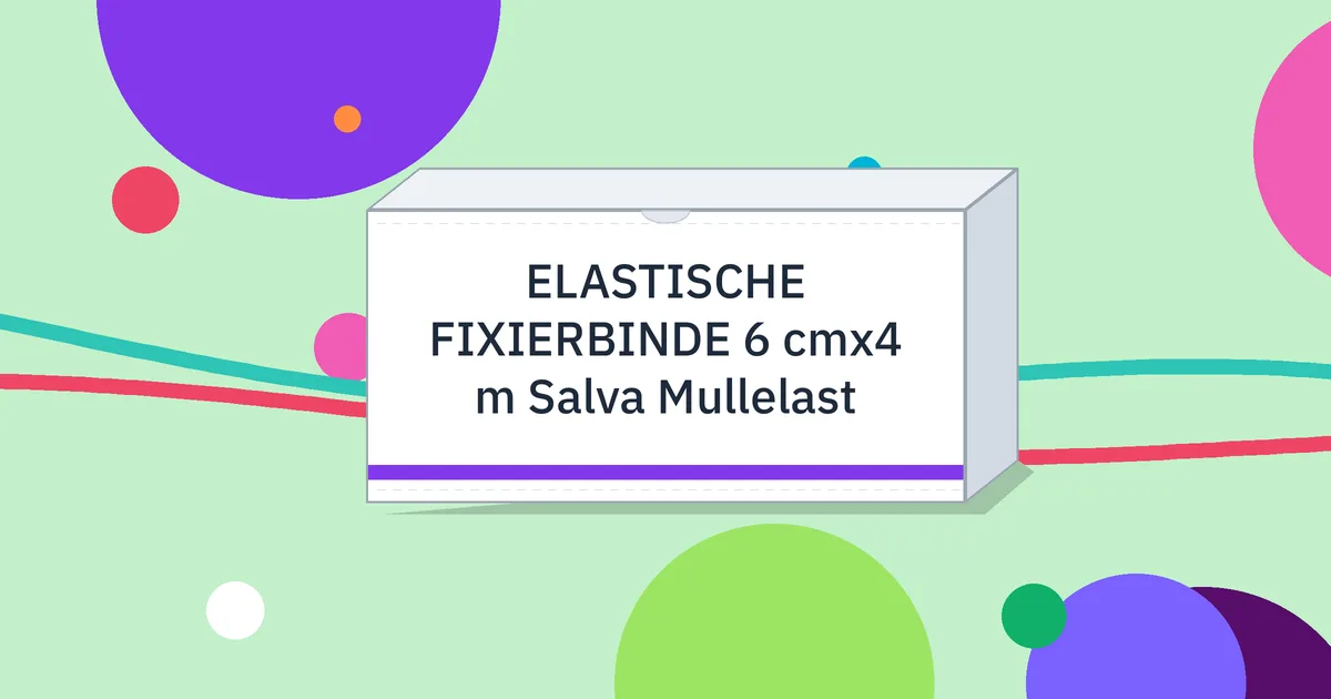 Symbolbild: Packung mit der Aufschrift ELASTISCHE FIXIERBINDE 6 cmx4 m Salva Mullelast (PZN 17152116) – Verfügbarkeit und Bezug in Apotheken in Frankfurt am Main