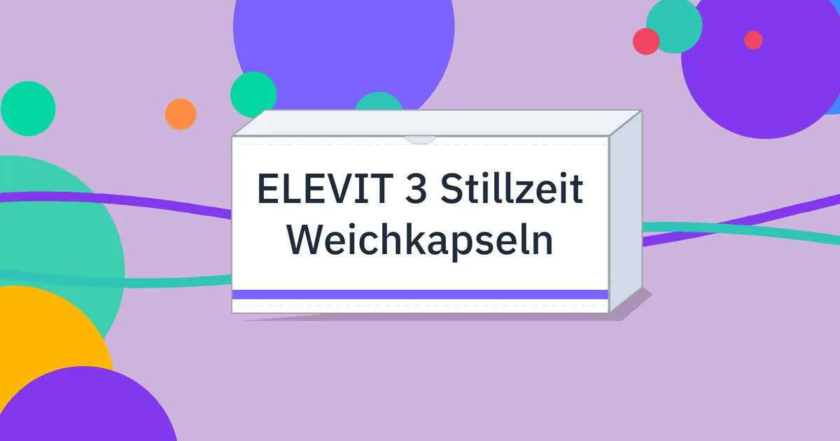 Symbolbild: Packung mit der Aufschrift ELEVIT 3 Stillzeit Weichkapseln (PZN 13162655) – Verfügbarkeit und Bezug in Apotheken in Frankfurt am Main