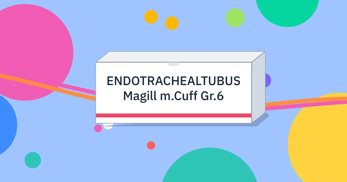 Symbolbild: Packung mit der Aufschrift ENDOTRACHEALTUBUS Magill m.Cuff Gr.6 (PZN 02860480) – Verfügbarkeit und Bezug in Apotheken in Frankfurt am Main