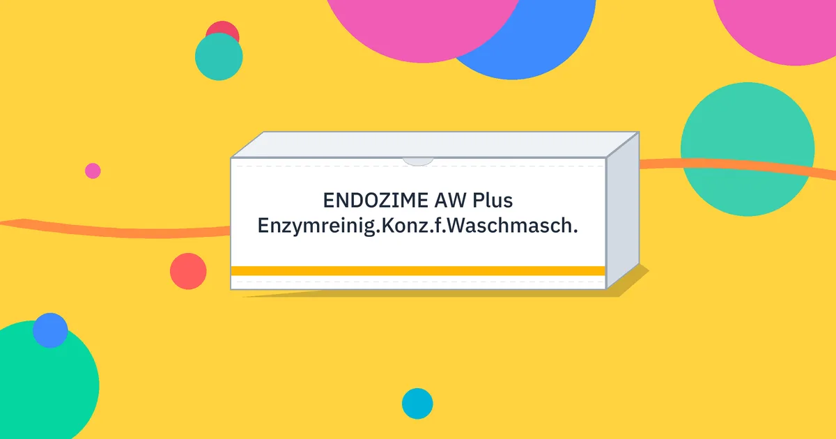 Symbolbild: Packung mit der Aufschrift ENDOZIME AW Plus Enzymreinig.Konz.f.Waschmasch. (PZN 03671456) – Verfügbarkeit und Bezug in Apotheken in Frankfurt am Main
