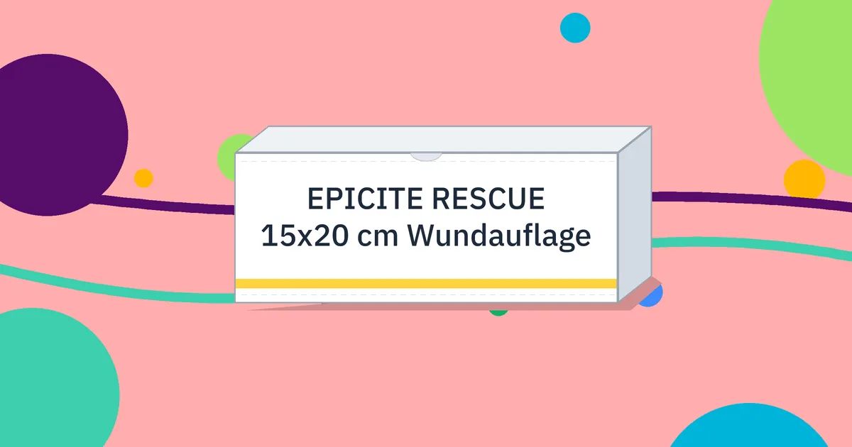 Symbolbild: Packung mit der Aufschrift EPICITE RESCUE 15x20 cm Wundauflage (PZN 20403214) – Verfügbarkeit und Bezug in Apotheken in Frankfurt am Main