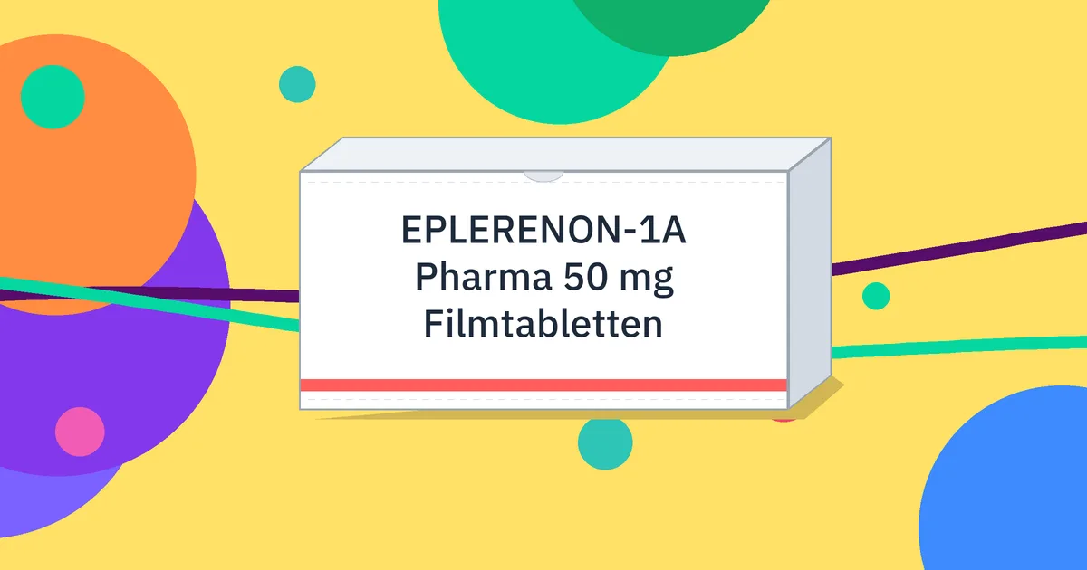 Symbolbild: Packung mit der Aufschrift EPLERENON-1A Pharma 50 mg Filmtabletten (PZN 18672504) – Verfügbarkeit und Bezug in Apotheken in Frankfurt am Main