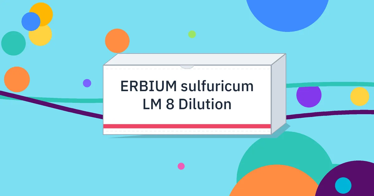 Symbolbild: Packung mit der Aufschrift ERBIUM sulfuricum LM 8 Dilution (PZN 13473869) – Verfügbarkeit und Bezug in Apotheken in Frankfurt am Main