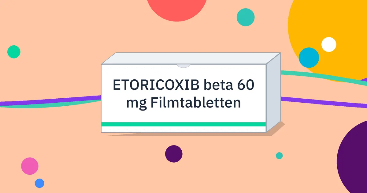 Symbolbild: Packung mit der Aufschrift ETORICOXIB beta 60 mg Filmtabletten (PZN 12444239) – Verfügbarkeit und Bezug in Apotheken in Frankfurt am Main