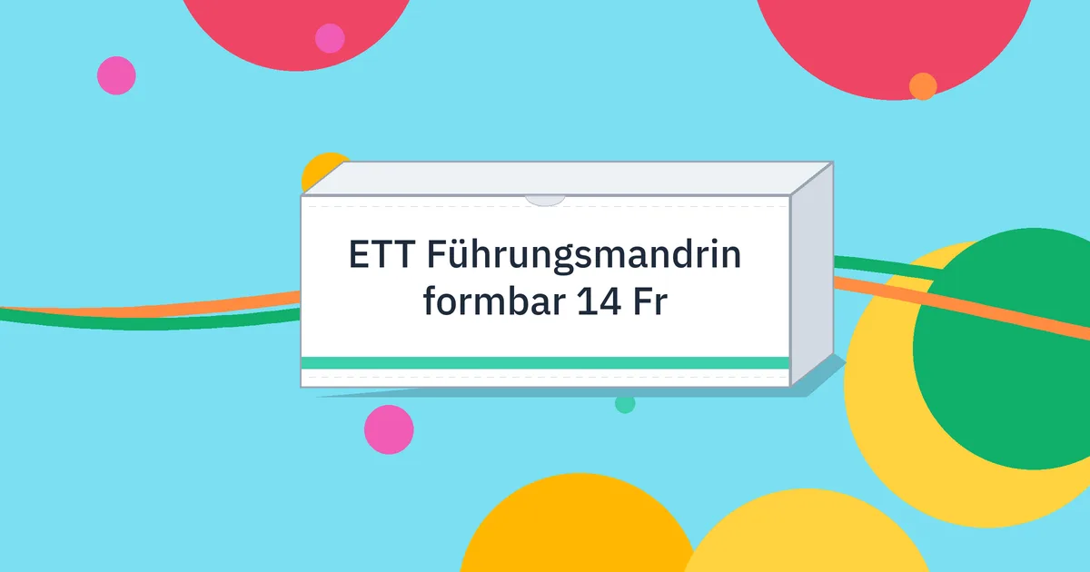 Symbolbild: Packung mit der Aufschrift ETT Führungsmandrin formbar 14 Fr (PZN 19121686) – Verfügbarkeit und Bezug in Apotheken in Frankfurt am Main