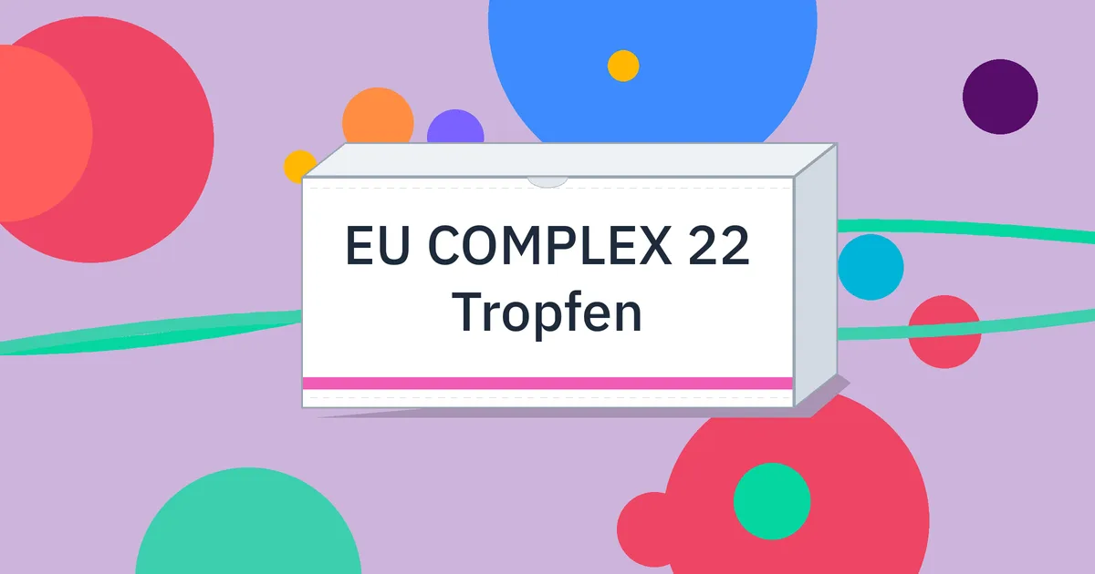 Symbolbild: Packung mit der Aufschrift EU COMPLEX 22 Tropfen (PZN 16785115) – Verfügbarkeit und Bezug in Apotheken in Frankfurt am Main