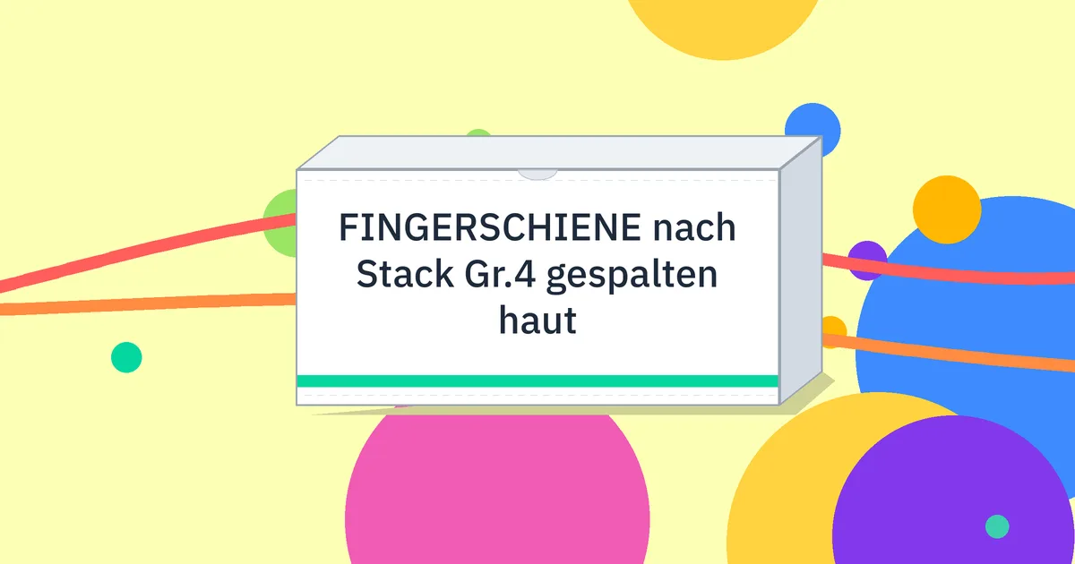 Symbolbild: Packung mit der Aufschrift FINGERSCHIENE nach Stack Gr.4 gespalten haut (PZN 07017110) – Verfügbarkeit und Bezug in Apotheken in Frankfurt am Main
