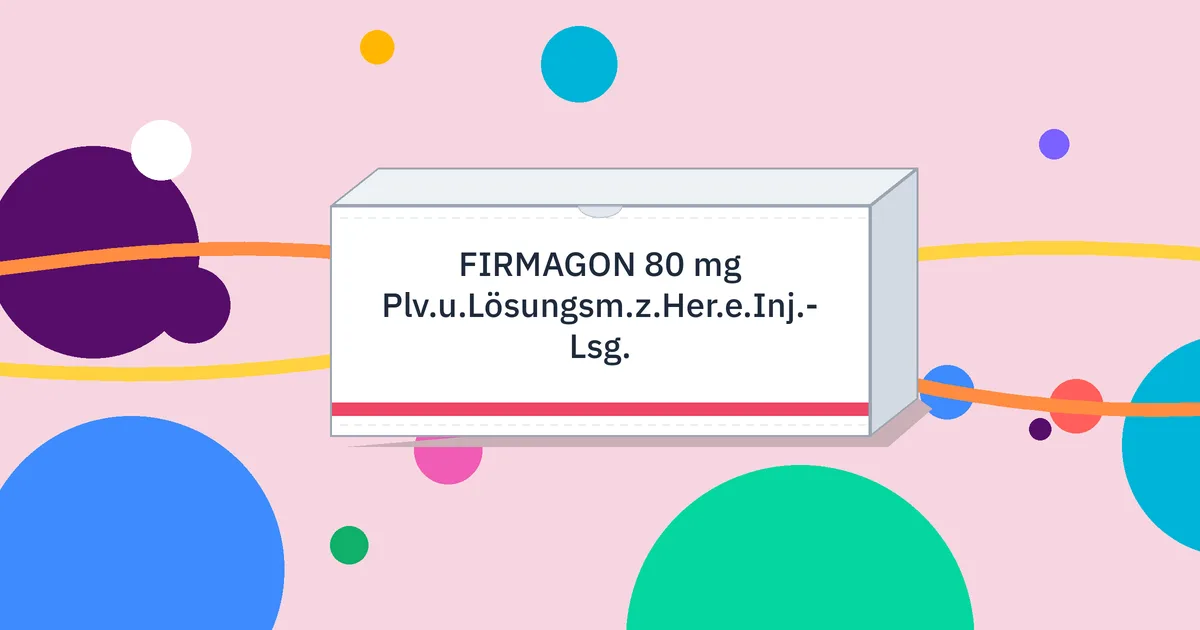 Symbolbild: Packung mit der Aufschrift FIRMAGON 80 mg Plv.u.Lösungsm.z.Her.e.Inj.-Lsg. (PZN 19429183) – Verfügbarkeit und Bezug in Apotheken in Frankfurt am Main