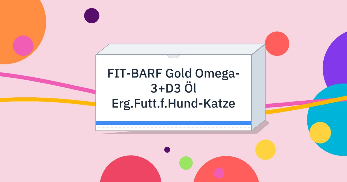 Symbolbild: Packung mit der Aufschrift FIT-BARF Gold Omega-3+D3 Öl Erg.Futt.f.Hund-Katze (PZN 17505313) – Verfügbarkeit und Bezug in Apotheken in Frankfurt am Main