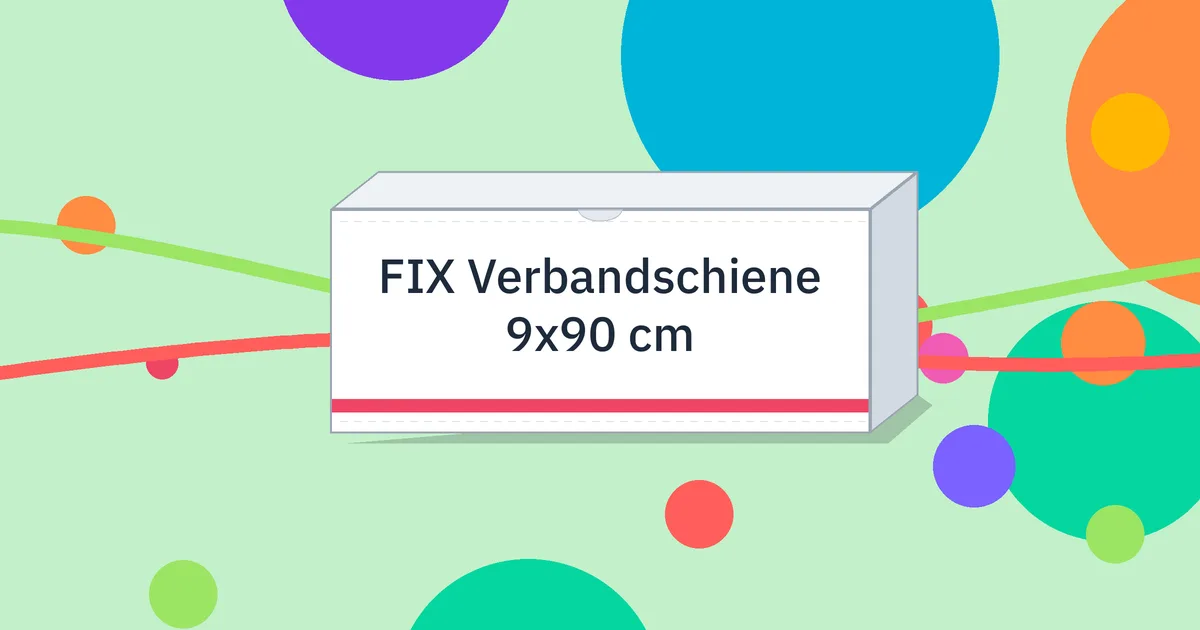 Symbolbild: Packung mit der Aufschrift FIX Verbandschiene 9x90 cm (PZN 06994390) – Verfügbarkeit und Bezug in Apotheken in Frankfurt am Main