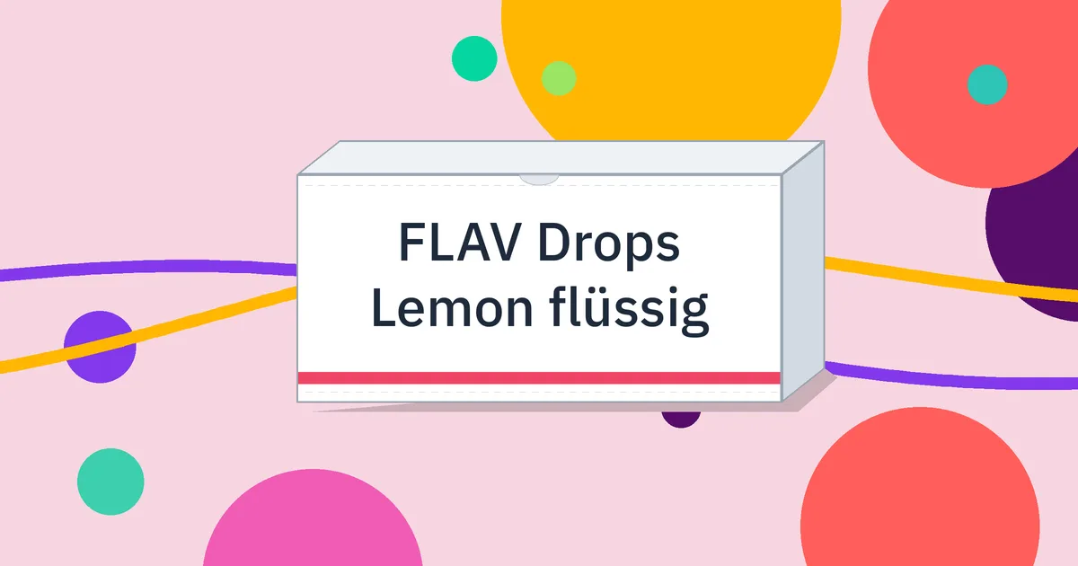 Symbolbild: Packung mit der Aufschrift FLAV Drops Lemon flüssig (PZN 14038064) – Verfügbarkeit und Bezug in Apotheken in Frankfurt am Main