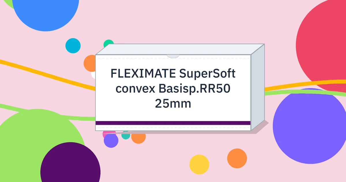 Symbolbild: Packung mit der Aufschrift FLEXIMATE SuperSoft convex Basisp.RR50 25mm (PZN 09070373) – Verfügbarkeit und Bezug in Apotheken in Frankfurt am Main