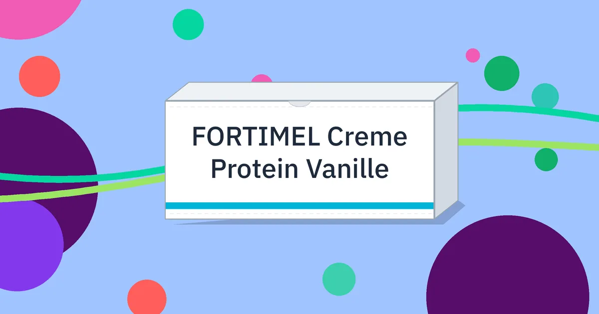 Symbolbild: Packung mit der Aufschrift FORTIMEL Creme Protein Vanille (PZN 19772001) – Verfügbarkeit und Bezug in Apotheken in Frankfurt am Main