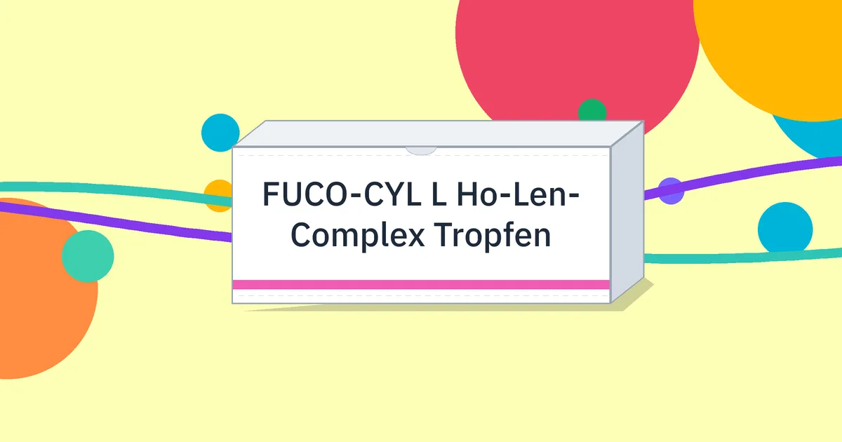 Symbolbild: Packung mit der Aufschrift FUCO-CYL L Ho-Len-Complex Tropfen (PZN 03872947) – Verfügbarkeit und Bezug in Apotheken in Frankfurt am Main