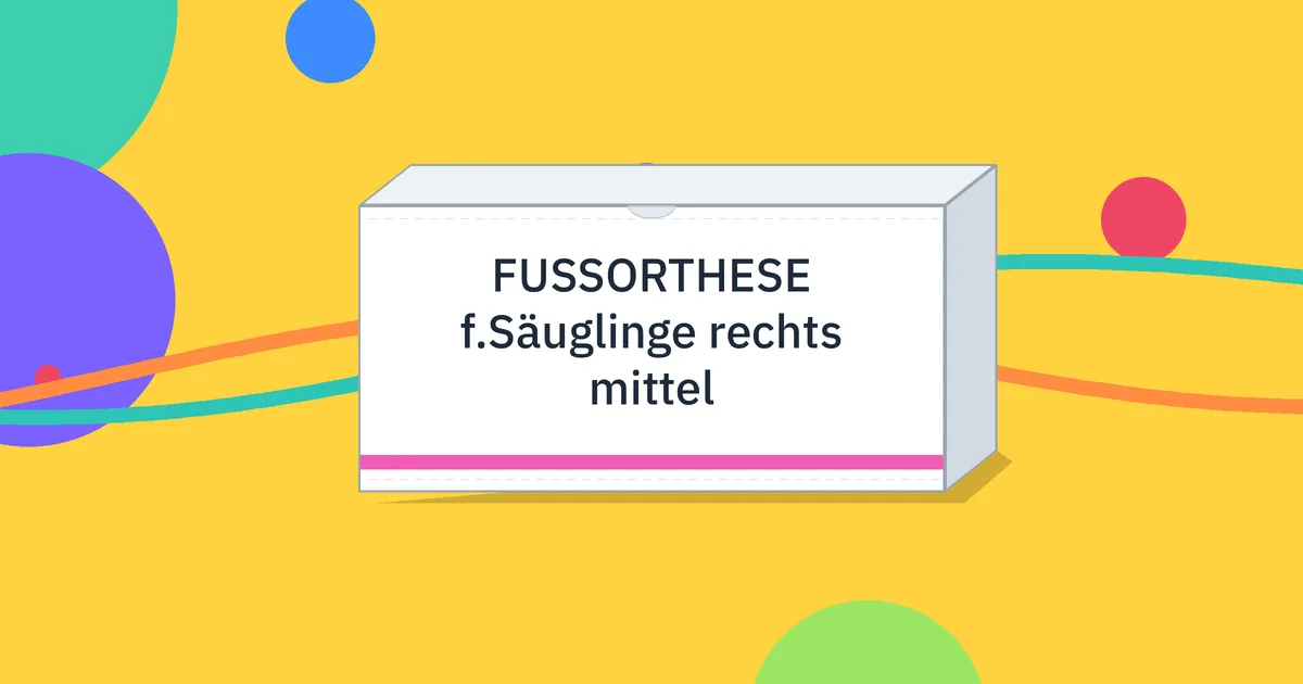 Symbolbild: Packung mit der Aufschrift FUSSORTHESE f.Säuglinge rechts mittel (PZN 02641588) – Verfügbarkeit und Bezug in Apotheken in Frankfurt am Main