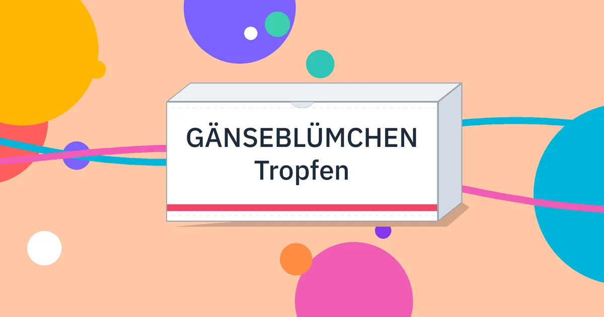 Symbolbild: Packung mit der Aufschrift GÄNSEBLÜMCHEN Tropfen (PZN 17377246) – Verfügbarkeit und Bezug in Apotheken in Frankfurt am Main