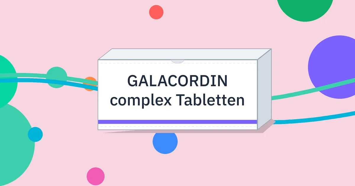 Symbolbild: Packung mit der Aufschrift GALACORDIN complex Tabletten (PZN 11169860) – Verfügbarkeit und Bezug in Apotheken in Frankfurt am Main
