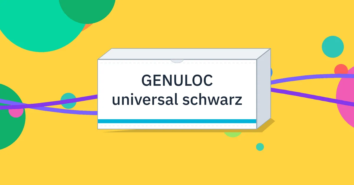 Symbolbild: Packung mit der Aufschrift GENULOC universal schwarz (PZN 00300788) – Verfügbarkeit und Bezug in Apotheken in Frankfurt am Main