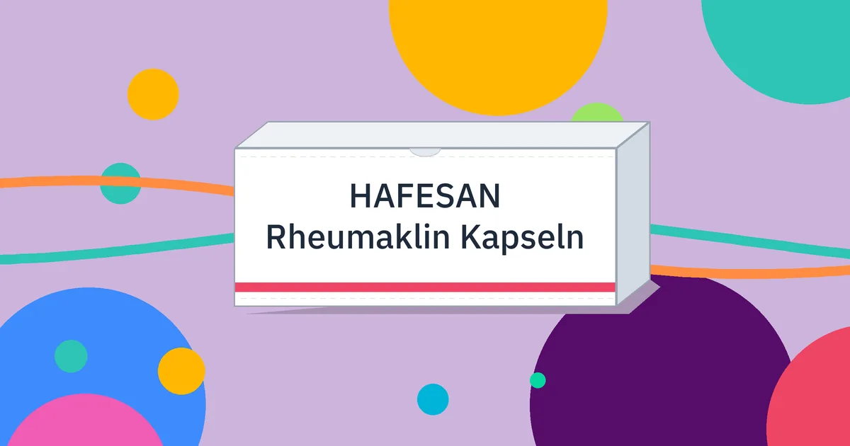 Symbolbild: Packung mit der Aufschrift HAFESAN Rheumaklin Kapseln (PZN 20181392) – Verfügbarkeit und Bezug in Apotheken in Frankfurt am Main