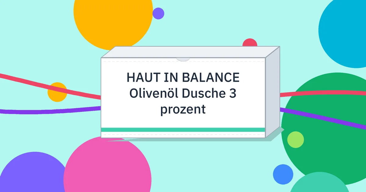 Symbolbild: Packung mit der Aufschrift HAUT IN BALANCE Olivenöl Dusche 3 prozent (PZN 07371917) – Verfügbarkeit und Bezug in Apotheken in Frankfurt am Main