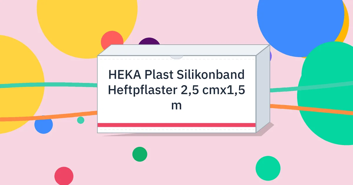 Symbolbild: Packung mit der Aufschrift HEKA Plast Silikonband Heftpflaster 2,5 cmx1,5 m (PZN 16821704) – Verfügbarkeit und Bezug in Apotheken in Frankfurt am Main