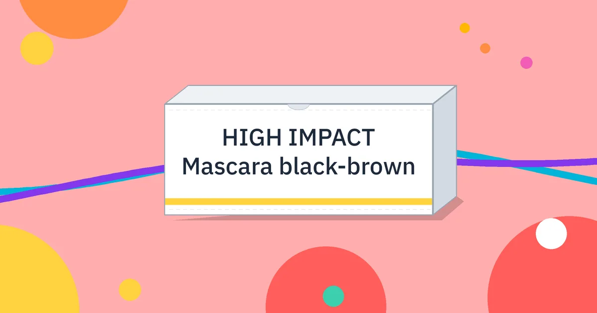 Symbolbild: Packung mit der Aufschrift HIGH IMPACT Mascara black-brown (PZN 18895871) – Verfügbarkeit und Bezug in Apotheken in Frankfurt am Main